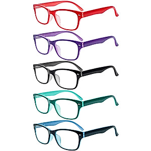 SIGVAN Reading Glasses 5 Packs Blue Light Blocking Eyeglasses Quality Spring Hinge Colorful Computer Readers for Women Men (5 Mix, 2.50, multiplier_x)