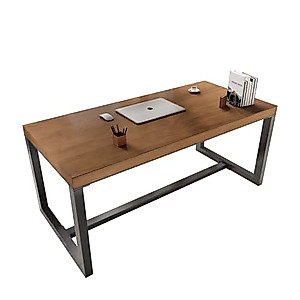 Sihtengxxhongs Solid Wood Computer Desk Modern Home Office Thick Desk 55 Inch Long Writing Table PC Workstation