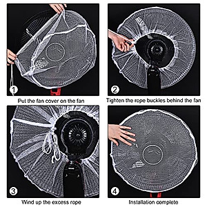 MECCANIXITY Electric Fan Dust Cover 16 Inch Washable Dustproof Guard Mesh Net for Protection, White Pack of 3