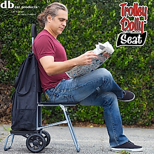 dbest products Trolley Dolly with Seat, Black Shopping Grocery Foldable Cart Tailgate