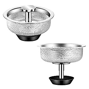 Oecoel Kitchen Sink Strainer Drain for Stopper Combo Basket Replacement Stainless Steel Sink Drain with Handle 3-1/2 Inch Sink Stopper Suitable for Bathroom Kitchen Drain Strainer(2 pcs)