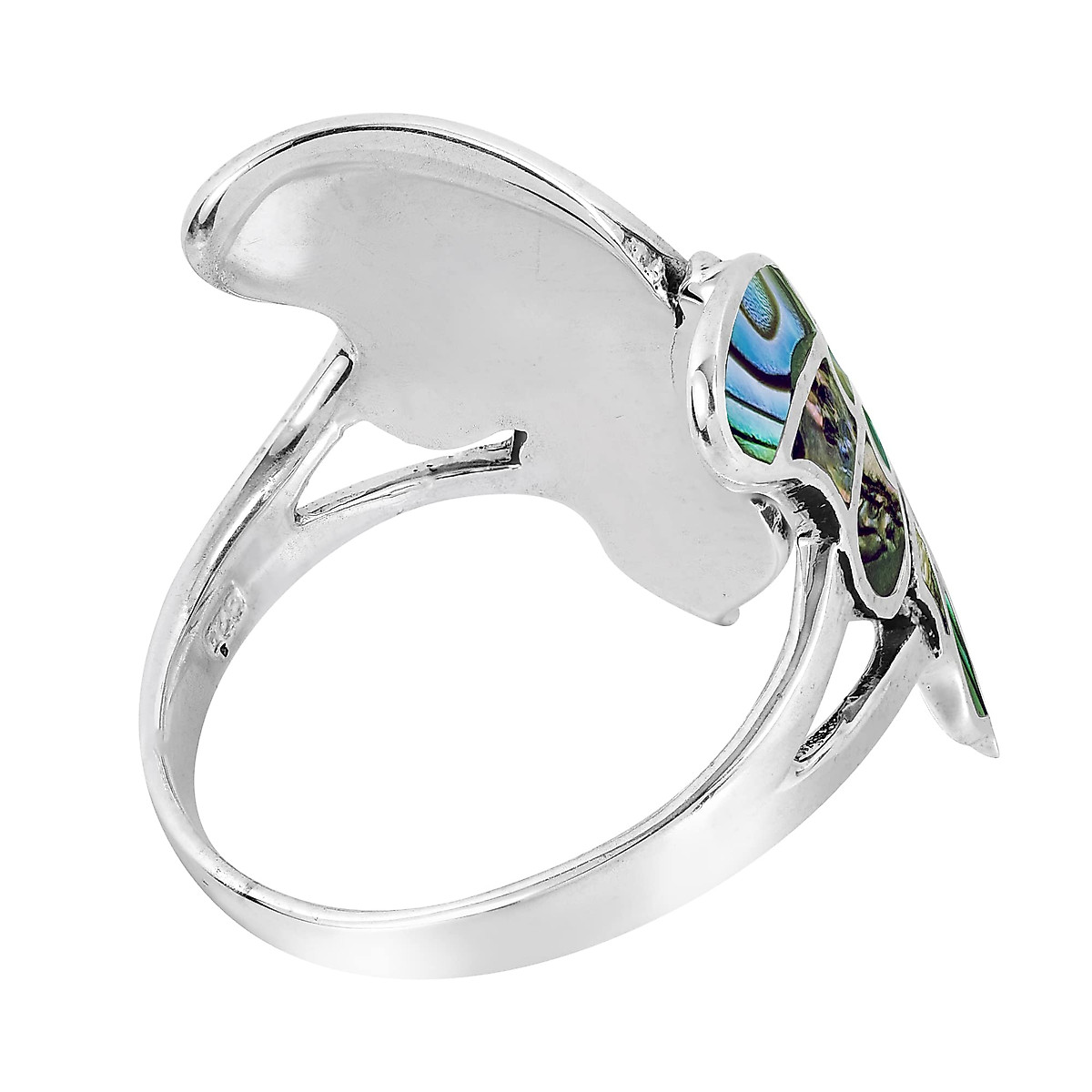 AeraVida Exotic Graceful Butterfly Abalone Shell Inlay .925 Sterling Silver Ring | Casual Comfort Fit Silver Rings for Women | Butterfly Ring | Gift for Women (8)
