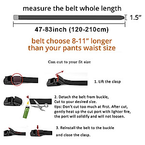 Drizzte 71'' Plus Size Long Men's Military Duty Web Nylon Belt Plastic Buckle Black