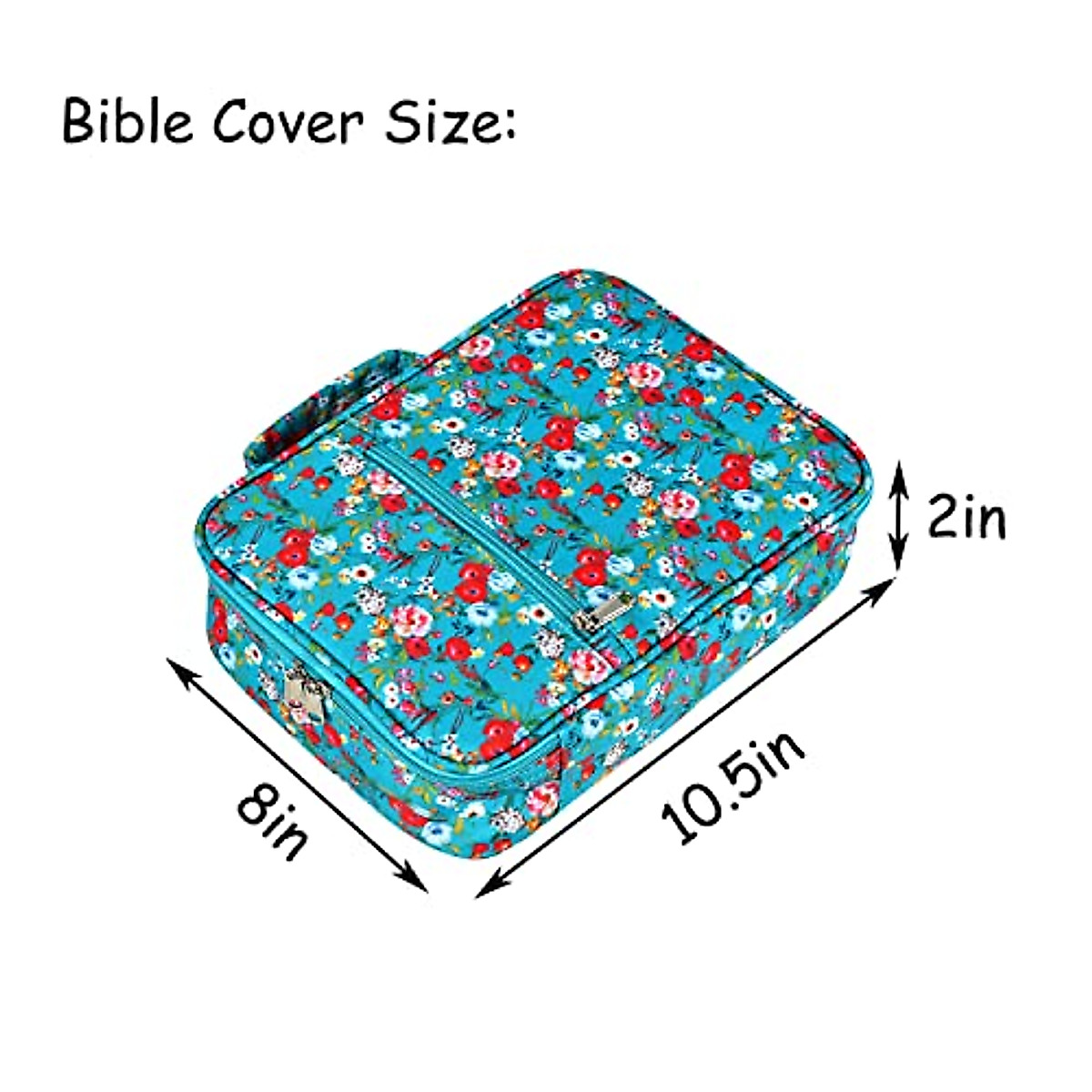 Carrying Bible Bag, Bible Cover for Women, Case Men, Bible Bag with Removable Pen Slots, Durable Zipper Bible Bag Carrying Case with Handle (Green- Flower)