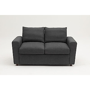 Panana Sofas for Living Room, Comfy Modern Couch with Lift-up Storage, Upholstered Linen Couch, Couch for Living Room, Bedroom, Apartment, Lounge (Dark Gray Linen Fabric, 2 Seater)