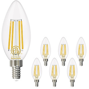hansang E12 LED Candelabra Bulb 2700K Warm White, 40W Equivalent Type B Light Bulbs, 4W Candle Shape B11 LED Bulb for Chandelier, LED Filament with Clear Glass, 120V, 400LM, 6 Pack, Non-dimmable