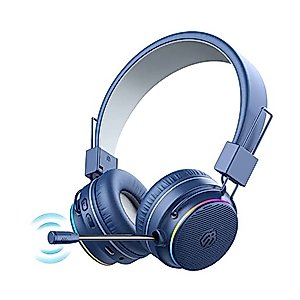 iClever Kids Bluetooth Headphones LED Light Up - 360° Extendable Microphone - 85/94 dB Safe Volume, 35Hrs Playtime, Shareport, Foldable Wireless Headphones for Kids/PS4/Xbox One/Switch/PC/Tablet