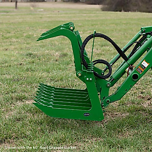 Titan Attachments 72in Root Grapple Bucket Attachment Fits John Deere Loaders, Hook and Pin Connection