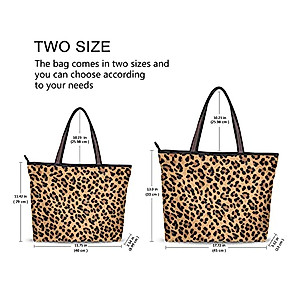 Women Tote Bag Zippered Leopard Handbag Leopard Tote Purse with Pockets