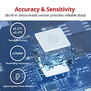 SwitchBot Room Thermometer Hygrometer Indoor, Bluetooth Digital Temperature Humidity Sensor with Smart Alert & Data Storage, LCD Screen Digital Thermometer for Room Temperature