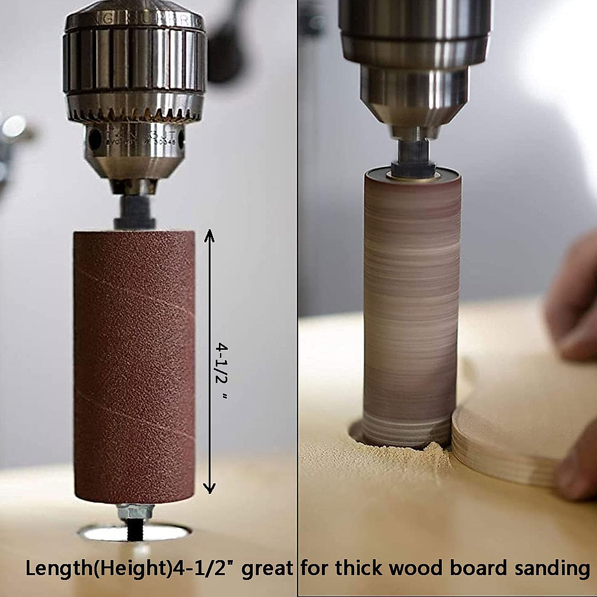 Portable Spindle Sander Drum Sander Set Hand-Held Rubber Sanding Drum Held Rubber Sanding Drum for Metal Wood Glass Stone for Drill 4-1/2" x 1-1/2" and 4-1/2" x 1"(8pcs Sanding Sleeves)