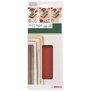 Bosch 2609256A97 Sanding Sheet Set for Orbital Sanders (10-Piece)