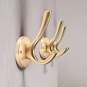 Bilindasly Gold Hooks Bath Towel Hooks Heavy Duty Brass Wall Door Hook Hanger Clothes Hooks for Hanging Coats Hat Hooks Towel Hooks for Bathrooms Bedroom Kitchen Key Hanger Hooks, 1 Pack