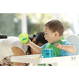 Tommee Tippee Easi-Roll Baby Bib, Crumb & Drip Catcher, Blue & Green - 7+ Months, 2 Count