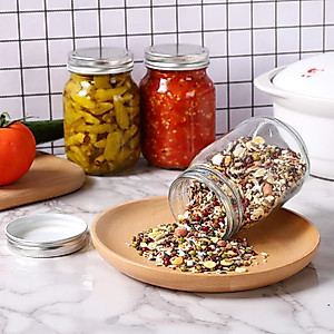 Glass Regular Mouth Mason Jars, 16 oz Clear Glass Jars with Silver Metal Lids for Sealing, Canning Jars for Food Storage, Overnight Oats, Dry Food, Snacks, Candies, DIY Projects (4PACK)