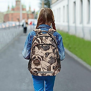 ALAZA French Bulldog Pugs Dogs Animal Backpack for Students Boys Girls Travel Daypack
