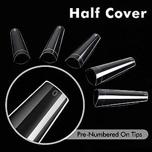 INFELING Clear Coffin Nails Tips - Nail Tips for Acrylic Nails Professional, 500pcs Half Cover Ballerina French Nail Tips with Box, False Fake Nail Tips for Nail Salons Home Christmas Gift, 10 Sizes