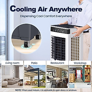 Swamp Cooler, 3800 CFM 3-in-1 Evaporative Air Cooler with 7.6 Gal Water Tank, 120° Oscillation, 3 Speeds 3 Modes, 12 H Timer, Remote, 4 Ice Packs, Portable Air Conditioner for Indoor＆Outdoor