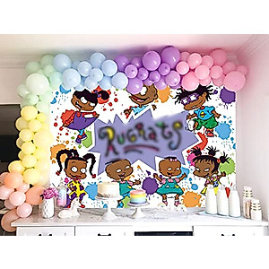 LXBO Child Theme Party Backdrop Watercolor Go Wild Graffiti Background Happy Birthday Decoration Photography Background Baby Shower Supplies (7x5FT)