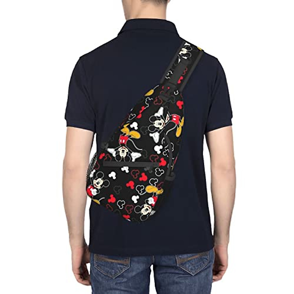 Mouse Crossbody Sling Backpack Shoulder Bag For Women & Men Chest Sling Bag Casual For Travel Hiking Gym, Black