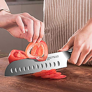 TUO Kitchen Santoku Knife - 7 Inch Asian Knife Japanese Chef Knife- German HC Steel Kitchen Knife with Pakkawood Handle - FALCON SERIES with Gift Box