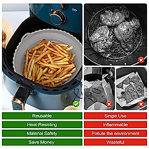 Air Fryer Silicone Liners with Brush, 2Pcs Reusable Food Safe Air Fryers Basketfor 3-6 QT, Easy Cleaning Foldable Air Fryer Accessories for Oven Microwave