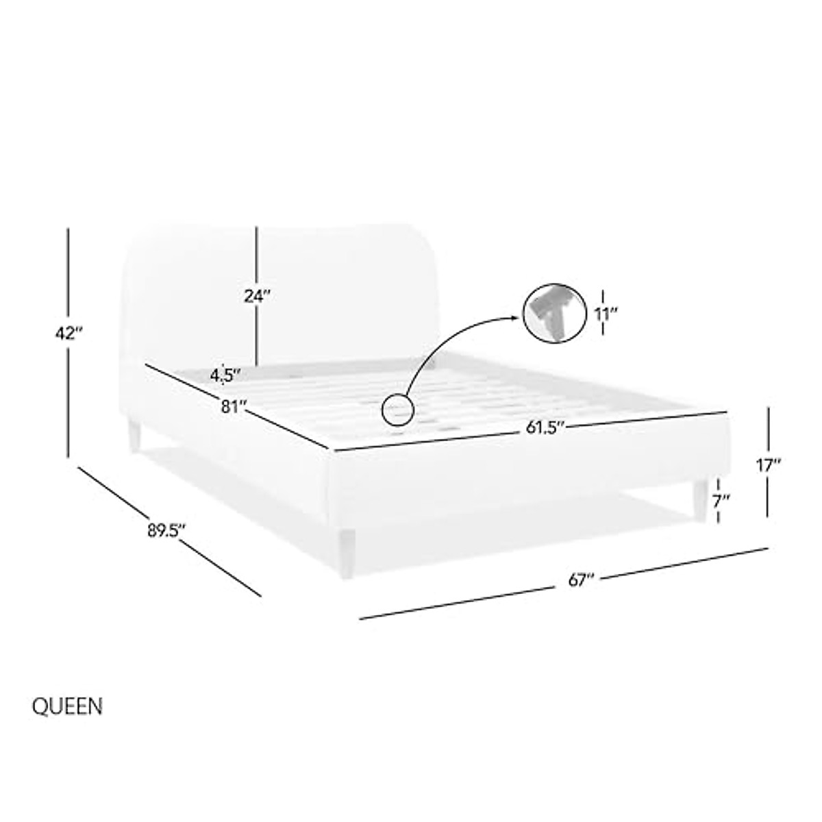 Jennifer Taylor Home Roman Curved Headboard Boucle Upholstered Modern Platform Bed Frame