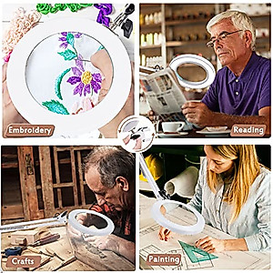 5 Inch Magnifying Glass with Light and Stand, TOMSOO 10X Real Glass Lighted Magnifier, Stepless Dimmable 3 Color Modes Adjustable LED Magnifying Desk lamp for Close Work Reading Repair Crafts - White
