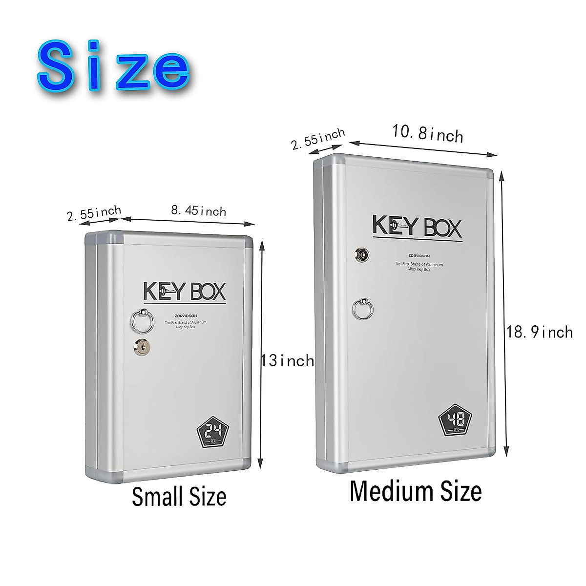 ZORVIDSON Key Lock Box Wall-Mounted,Key Cabinets 24 Key Hooks 8.45 * 2.55 * 13Inch Security Key Storage Box Locking Key Cabinet