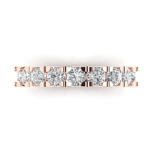 1.44 ct Brilliant Round Cut Clear ZIron 14k Rose Gold Stackable Wedding Engagement Designer Anniversary Ring Band Sz 11