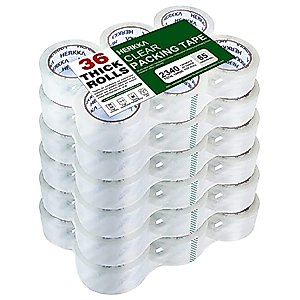 HERKKA Clear Packing Tape, 36 Rolls Heavy Duty Packaging Tape for Shipping Packaging Moving Sealing, Thicker Clear Packing Tape, 1.88 inches Wide, 65 Yards Per Roll, 2340 Total Yards