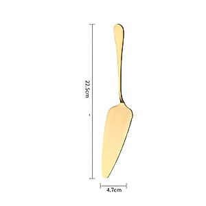 wjq&linyuzi Stainless Steel Serrated Edge Cake Server Blade Cutter Shovel Kitchen Baking Pastry Spatulas Pie Pizza Server Cake Cutter (gold), 22.5*4.7cm (004)