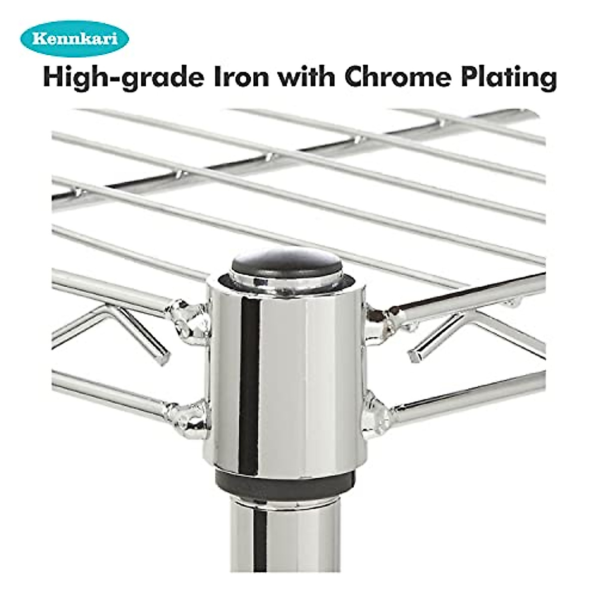 Kennkari 36“ × 14” Free Standing Shelving Unit, 5-Tier Adjustable Metal Shelf Organizer Rack for Pantry/Laundry/Kitchen/Dorm, Wire Storage Shelves (Silver)