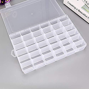 Plastic Organizer Box with Dividers | 36 Compartment Organizer | Clear Organizer Box for Bead Storage, Letter Board Letters, Fishing Tackle, Jewelry, & Screws 10.8" x 6.9" x 1.7"