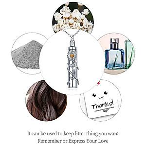 Cremation Necklace Jewelry 925 Sterling Silver Daisy Urn Necklaces Keepsake Memorial Jewelry for Women Men.