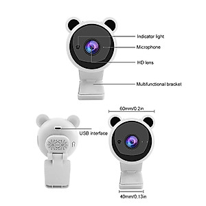 Jopwkuin Digital Computer Webcam, Living Colors Webcam with Microphone 30FPS with Microphone for Online Teaching for Internet Broadcasts(White)