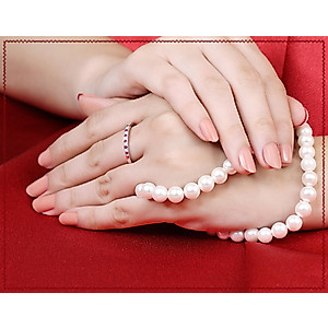 Dazzlingrock Collection 10k Ruby And White Diamond Women Anniversary Wedding Matching Band Stackable Ring, White Gold, Size 6