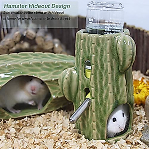 Deapeey Hamster Water Bottle for Glass Tank, 3-in-1 Ceramic Adjustable Hamster Water Bottle 80ML Hamster Water Bottle Stand, No Drip Rat Water Bottle for Syrian Dwarf Hamster Mice Gerbil Guinea Pig