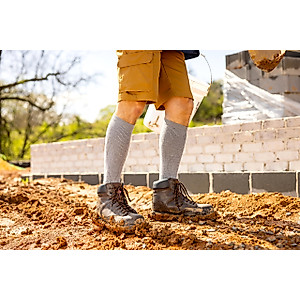 Dr. Scholl's Men's Athletic & Work Compression Over the Calf Casual Sock, Gray, 6.5-12 US