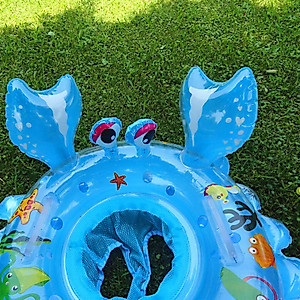 O-Toys Pool Floats for Baby Toddlers Inflatable Float Raft Water Swimming Ring Floating Boat for Kids Crab Blue