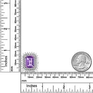 Gem Stone King 925 Sterling Silver Purple Amethyst Women Ring (7.60 Ct Emerald Cut 14X10MM) (Size 9)