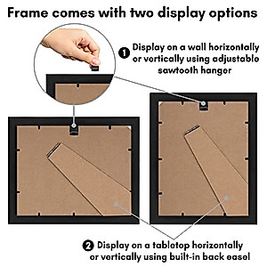 Americanflat 8.5x11 Picture Frame in Black - Set of 2 - Use as Diploma Frame or Certificate Frame with Shatter Resistant Glass - Hanging Hardware and Easel Included for Wall and Tabletop Display