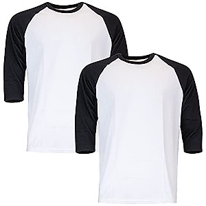 Gildan Adult Heavy Cotton 3/4 Raglan T-Shirt, Style G5700, 2-Pack, White/Black, Small