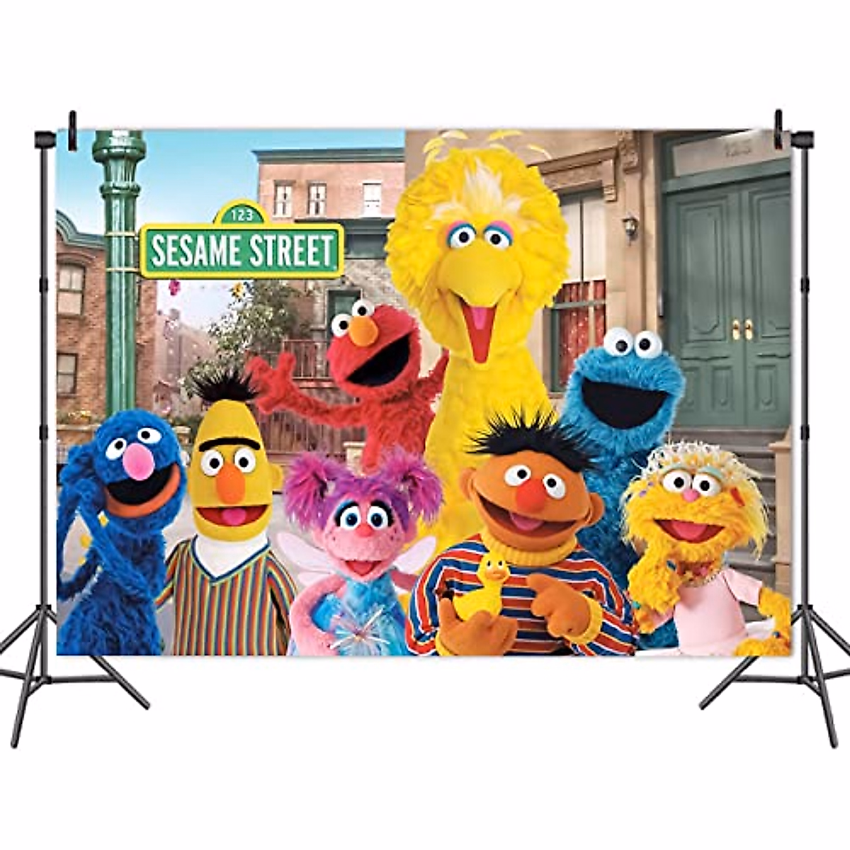 7x5ft Cartoon Doll Animal Photo Background for Baby Children 1st 2nd Happy Birthday Party Banner Street Scene Photography Backdrop Baby Shower Cake Table Decor