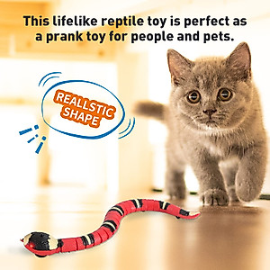 Cat Toys Snake Interactive,Kitten Toys,Realistic Smart Sensing Snake Toy,USB Rechargeable,Automatically Sense Obstacles and Escape,Electric Tricky Snake Cat Toys for Indoor Cats Dogs(Pink snake)