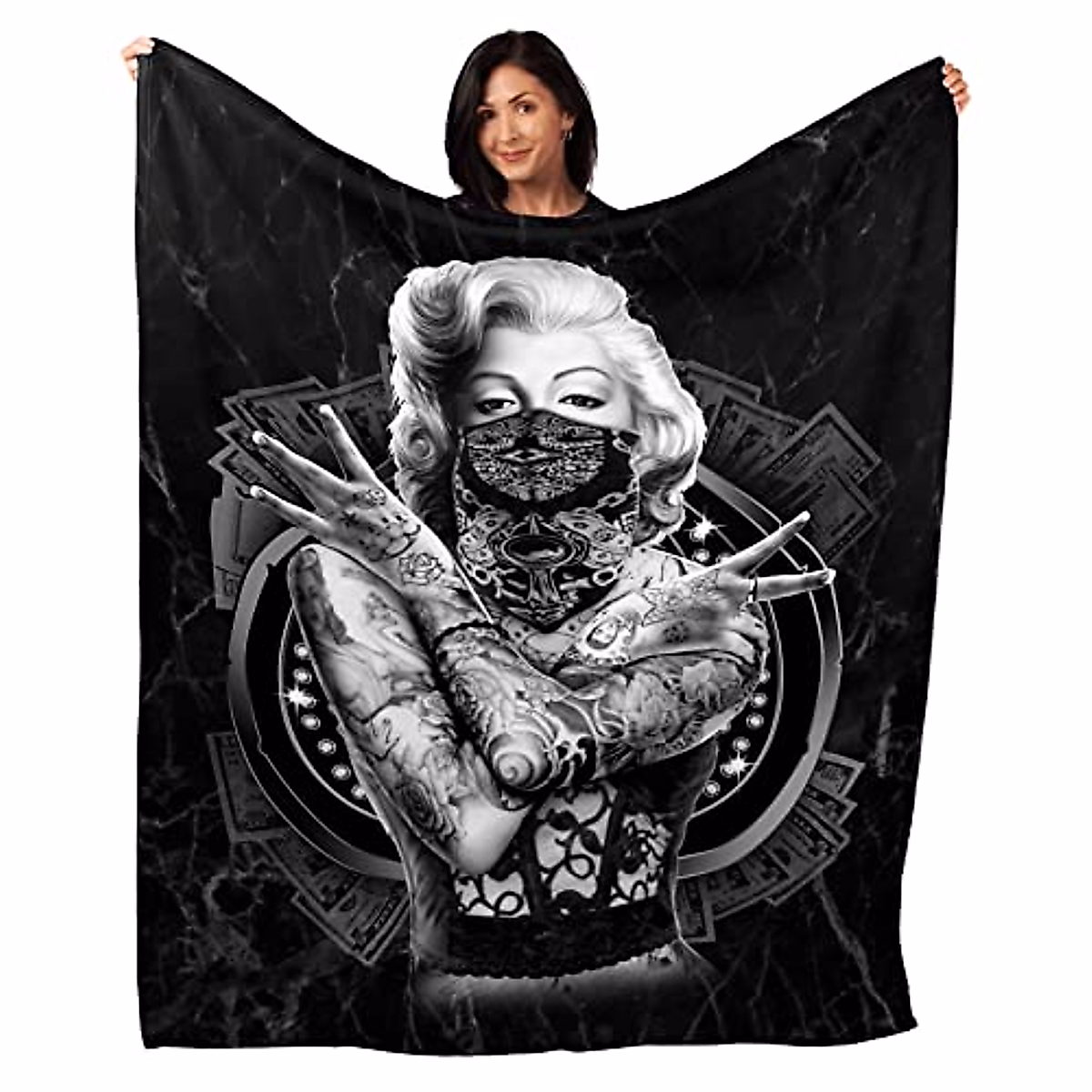 Leather Supreme Marilyn Monroe Outlaw Babe 50x60 Soft, Plush Minky Polyester Throw Blanket