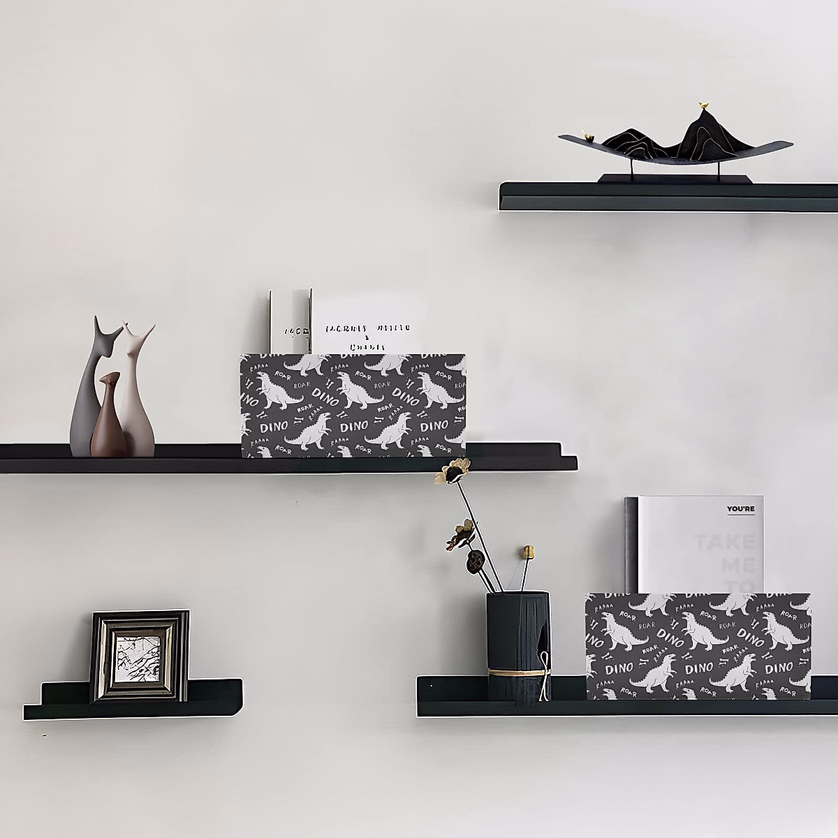 Emelivor Dino Dinosaurs Storage Basket Bins Set (2pcs) Felt Collapsible Storage Bins with Dual Handles Foldable Storage Baskets Boxes for Kids Toys Pet Toy Books Clothes Closet Cabinet Organise