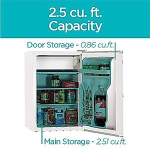 BLACK+DECKER BCRK25W Compact Refrigerator Energy Star Single Door Mini Fridge with Freezer, 2.5 Cubic Ft., White
