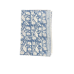 Cotton Bird Block Print Bedding Throw Blanket Bedspread Handmade Home Decorate Gudari Boho Twin Size Kantha Quilt KQ-357