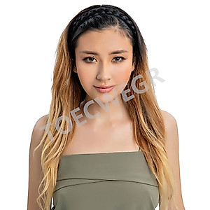 TOECWEGR 5 Strands Synthetic Hair Braided Headband Hairpiece Classic Chunky Wide Plaited Braids ElasticMulti Color Headband Ladies Beauty Hair Accessories …